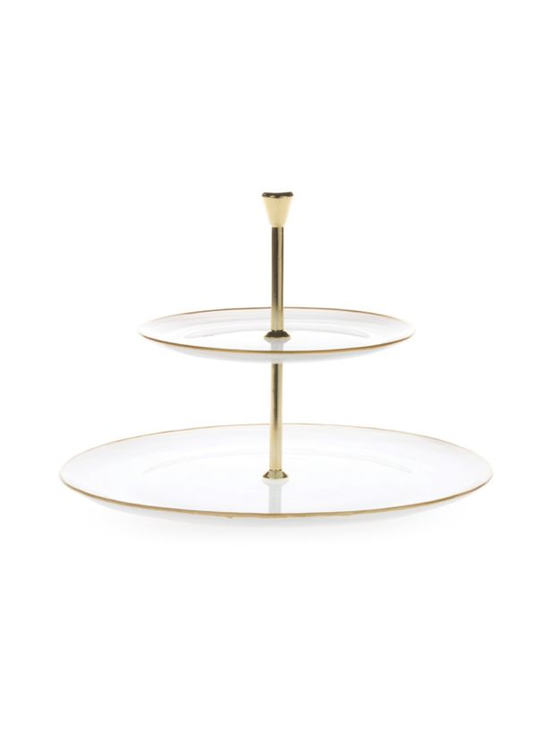 Alabaster White with Gold Edge Two Tiered Server – Pezzo Bello